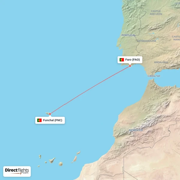 Direct flights from Faro to Funchal (FAO-FNC) - Directflights.com
