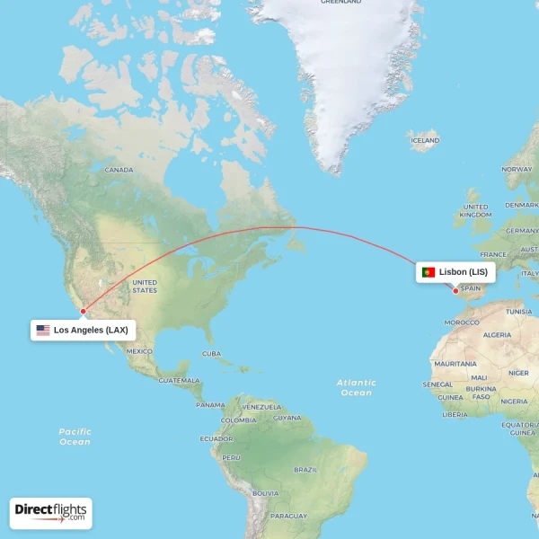Direct flights from Los Angeles to Lisbon (LAX-LIS) - Directflights.com