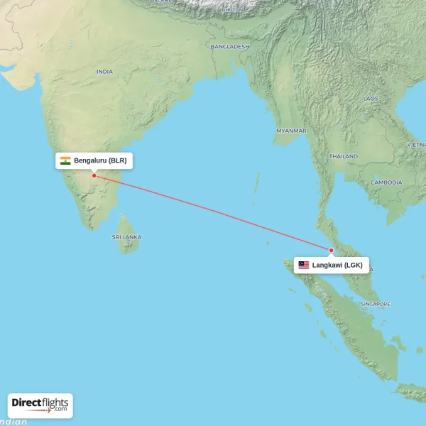 Direct flights from Langkawi to Bengaluru (LGK-BLR) - Directflights.com