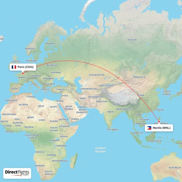 Direct flights from Manila to Paris (MNL-CDG) - Directflights.com
