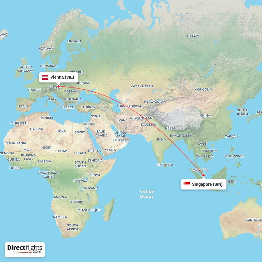 Direct flights from Singapore to Vienna (SIN-VIE) - Directflights.com