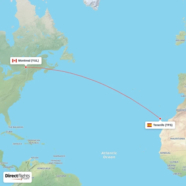 Direct flights from Montreal to Tenerife (YUL-TFS) - Directflights.com